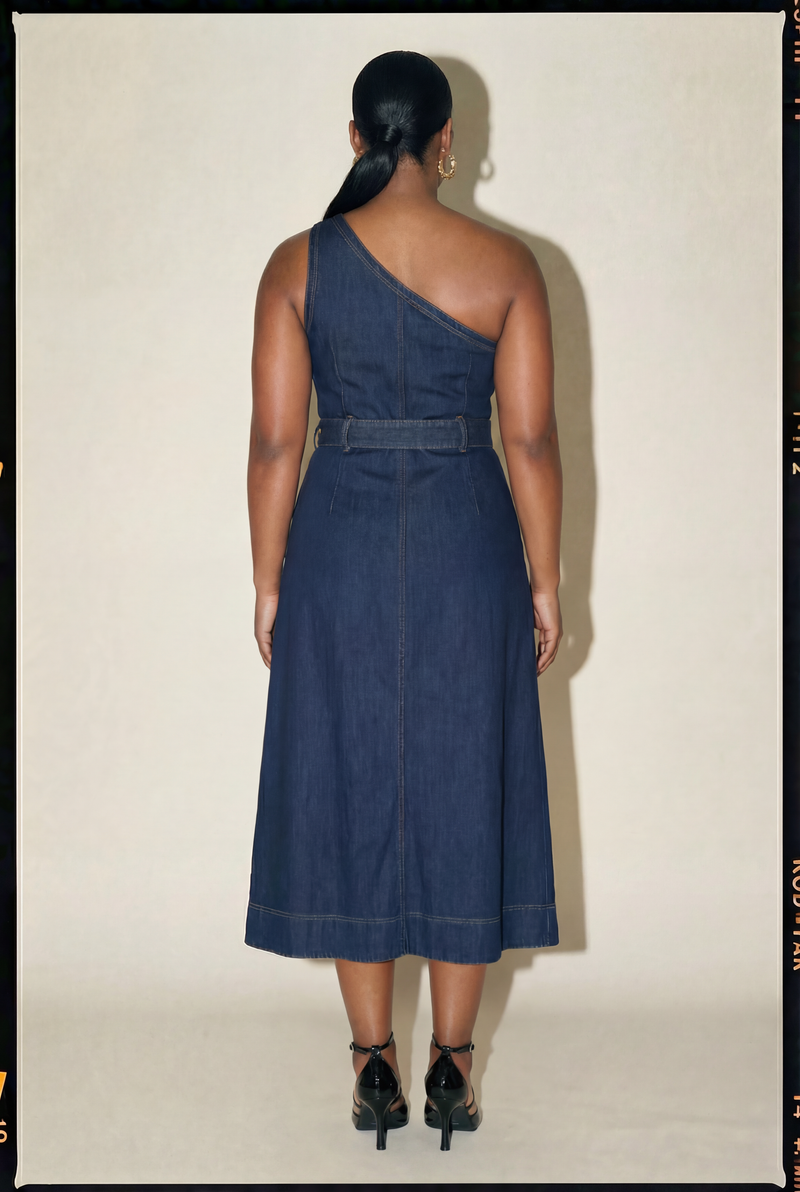 One Shoulder Denim Dress – The Sable Collective