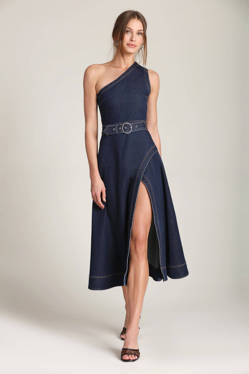 One Shoulder Denim Dress – The Sable Collective